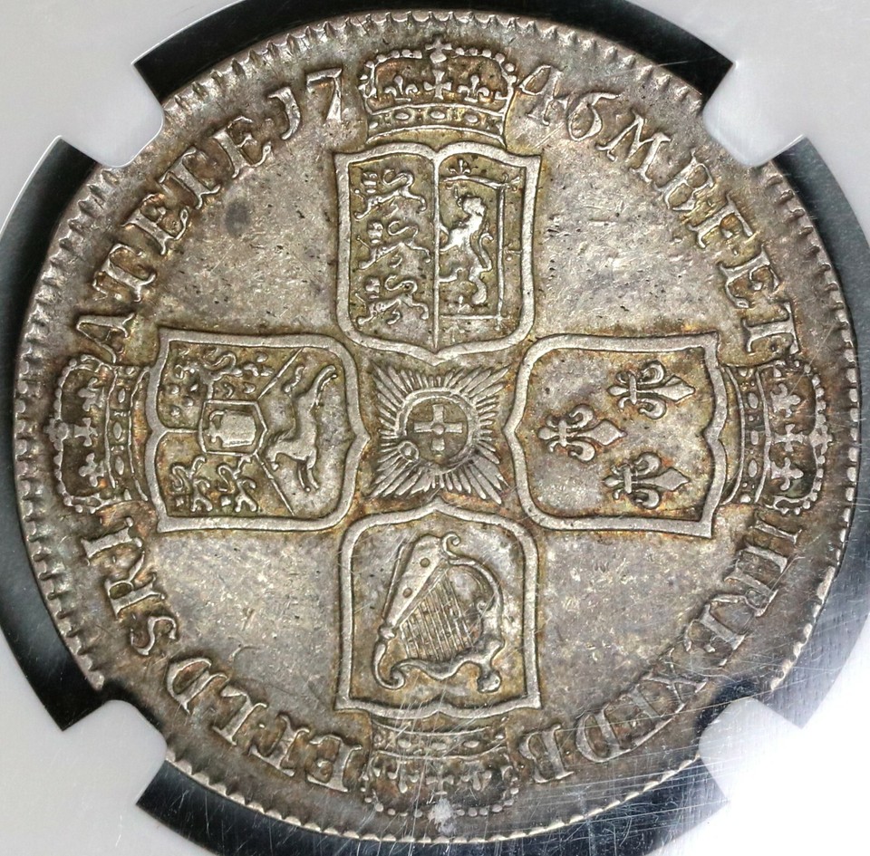 1746 NGC VF 35 George II 1/2 Crown Great Britain Spain Lima Coin ...