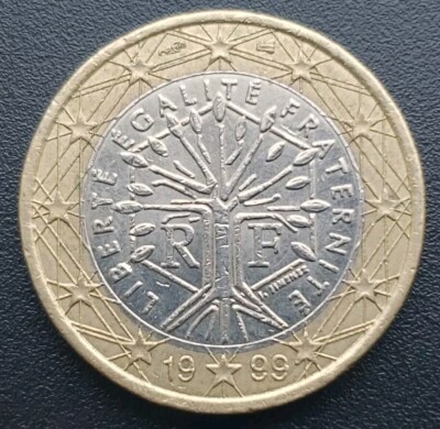 Rare 1 Euro 1999 and 2 Euro 2001 Coin RF France. Circulated Condition ...