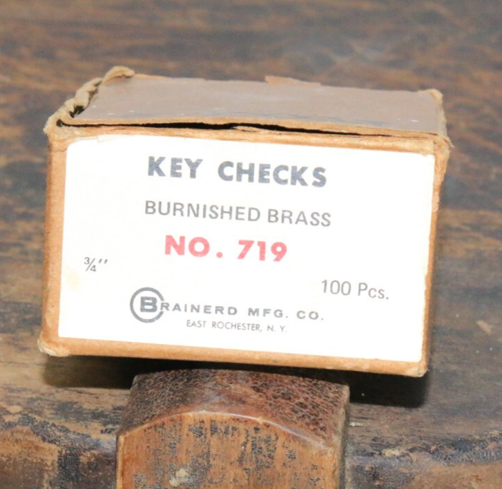 40 NOS Vintage Burnished Brass Key Checks No 719 3/4" Brainerd MFG Co ...