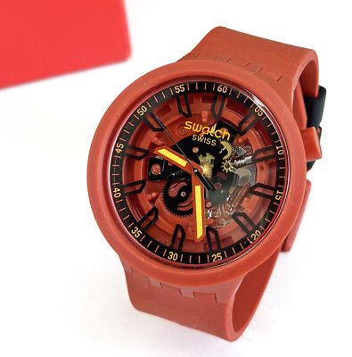 Swatch BIG BOLD SB01R100 OPEN HEARTS Transparent Dial Silicone Strap ...