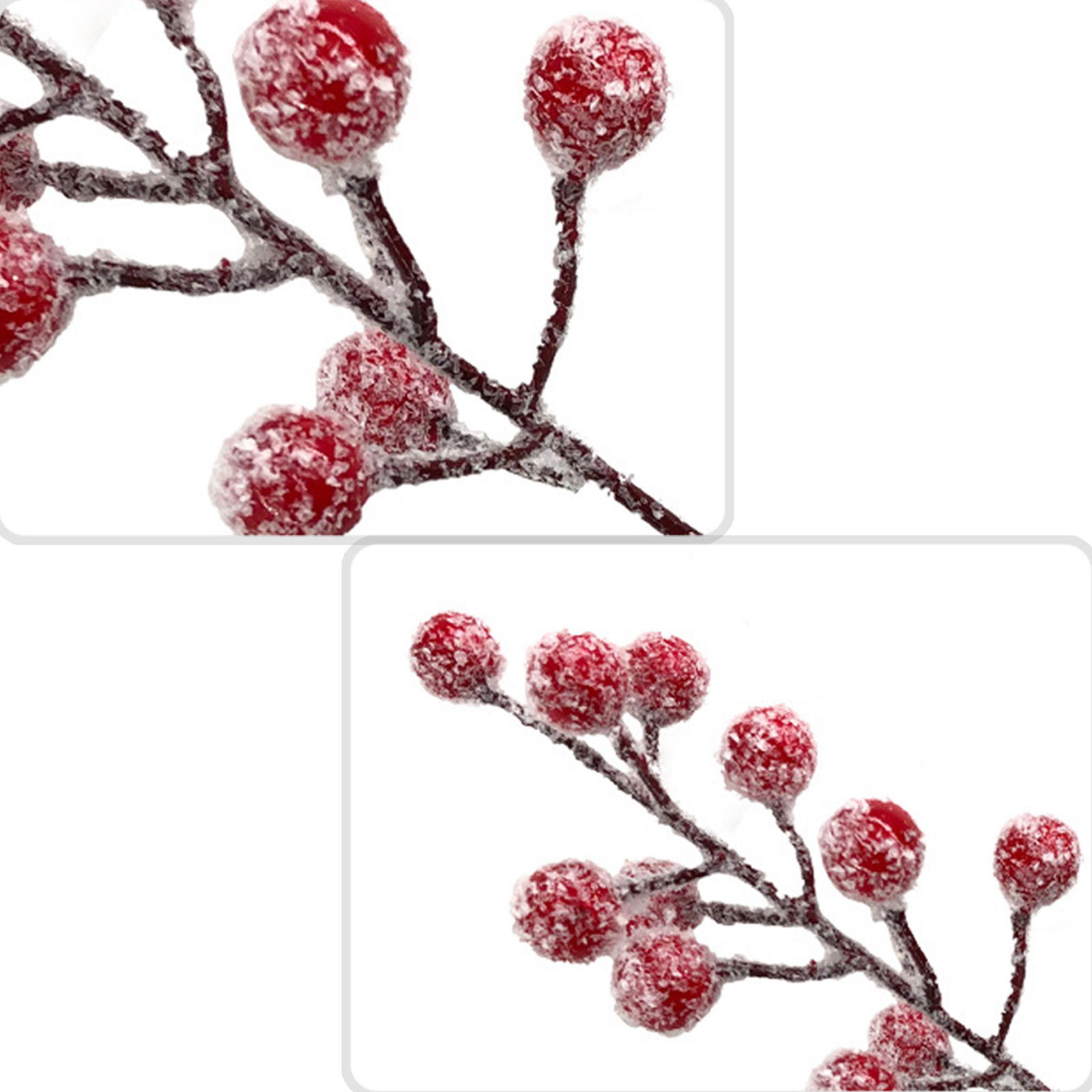 Realistic Snow-covered Cranberry Picks Winter-themed Party Decorations ...