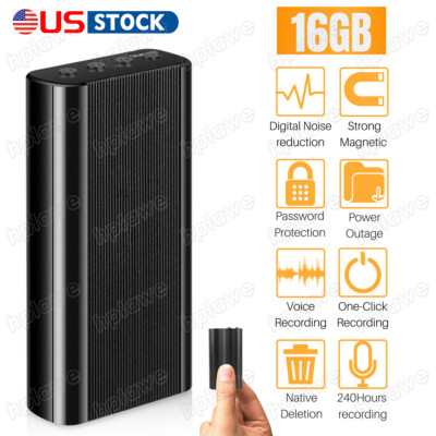 16GB Mini Digital Voice Activated 500 Hr Audio Recorder Magnetic MP3 ...