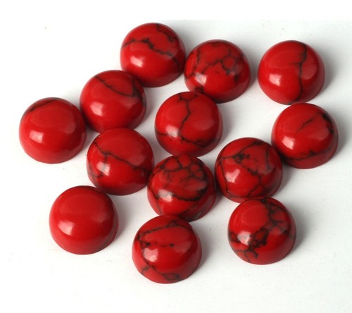 Natural Red Howlite 15mm To 25mm Round Cabochon Semi Precious Loose ...