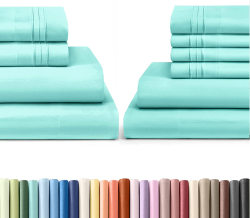 10 Piece Full Bed Sheet Set - Luxurious Spa Blue Collection | eBay