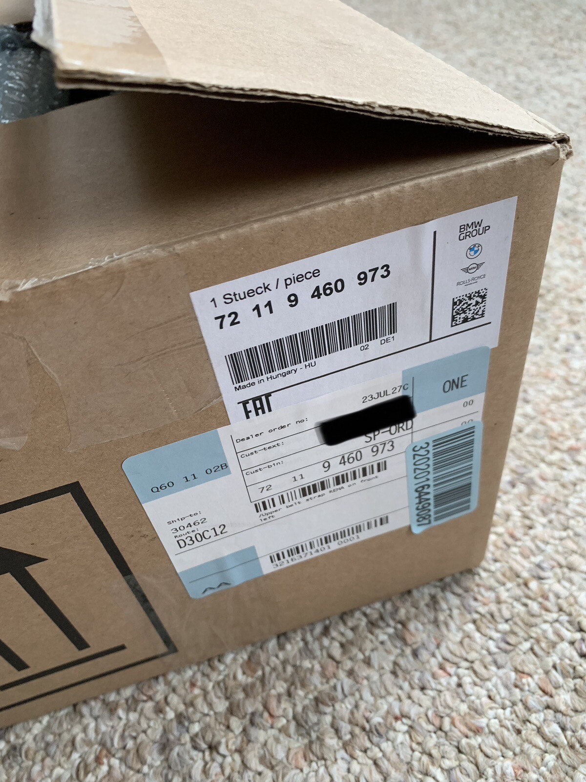 New Genuine BMW Upper Belt Strap Rema On Fro (2019-2023) OE 72119460973 ...