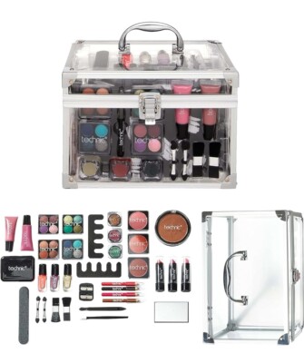 Technic 36 Pcs Clear Carry All Full Make Up Kit In a Trunk Train Case ...