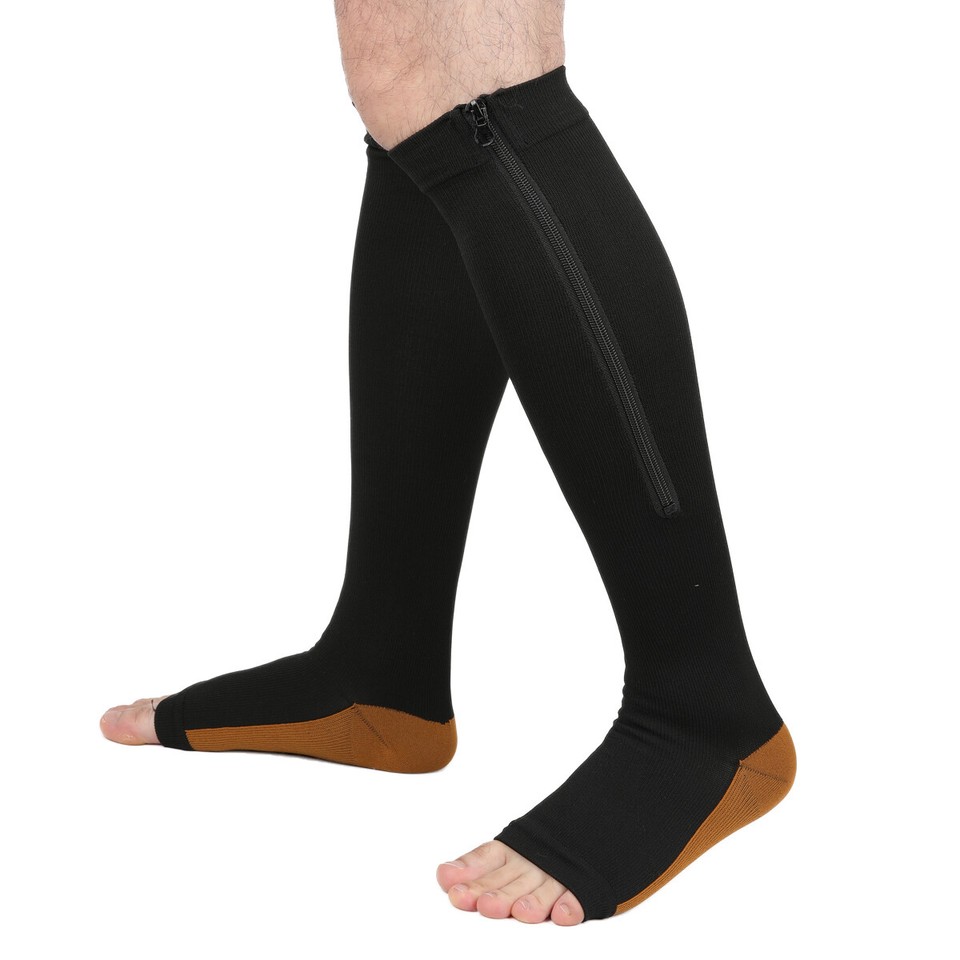 Copper Zipper Compression Socks Support 20-30mmHg Graduated Stocking ...