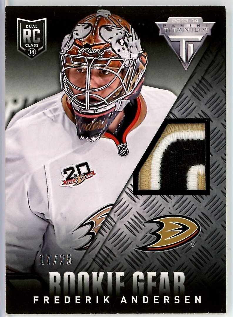 2013-14 Panini Titanium Rookie Gear Patches #RGFA Frederik Andersen RC ...