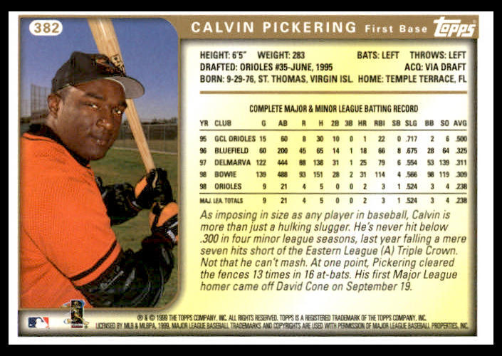 1999 Topps - #382 Calvin Pickering for sale online | eBay