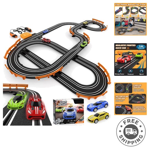 Ultimate Slot Car Race Track Combo - 4 Cars, Realistic Overpass & Easy ...