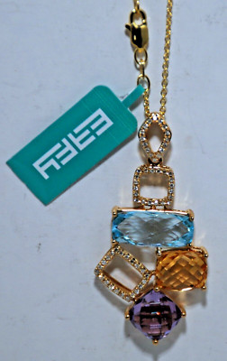 EFFY Deco Multi-Prong Gemstone 18" Pendant Necklace in Gold w/Panther ...