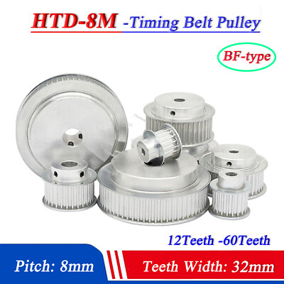 HTD-8M 12T-60T Timing Belt Pulley Pitch 8mm BF-type CNC Drive Pulleys ...