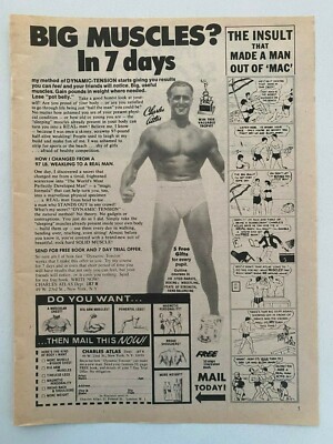 Charles Atlas Dynamic-Tension Big Muscles Vintage 1977 Print Ad | eBay