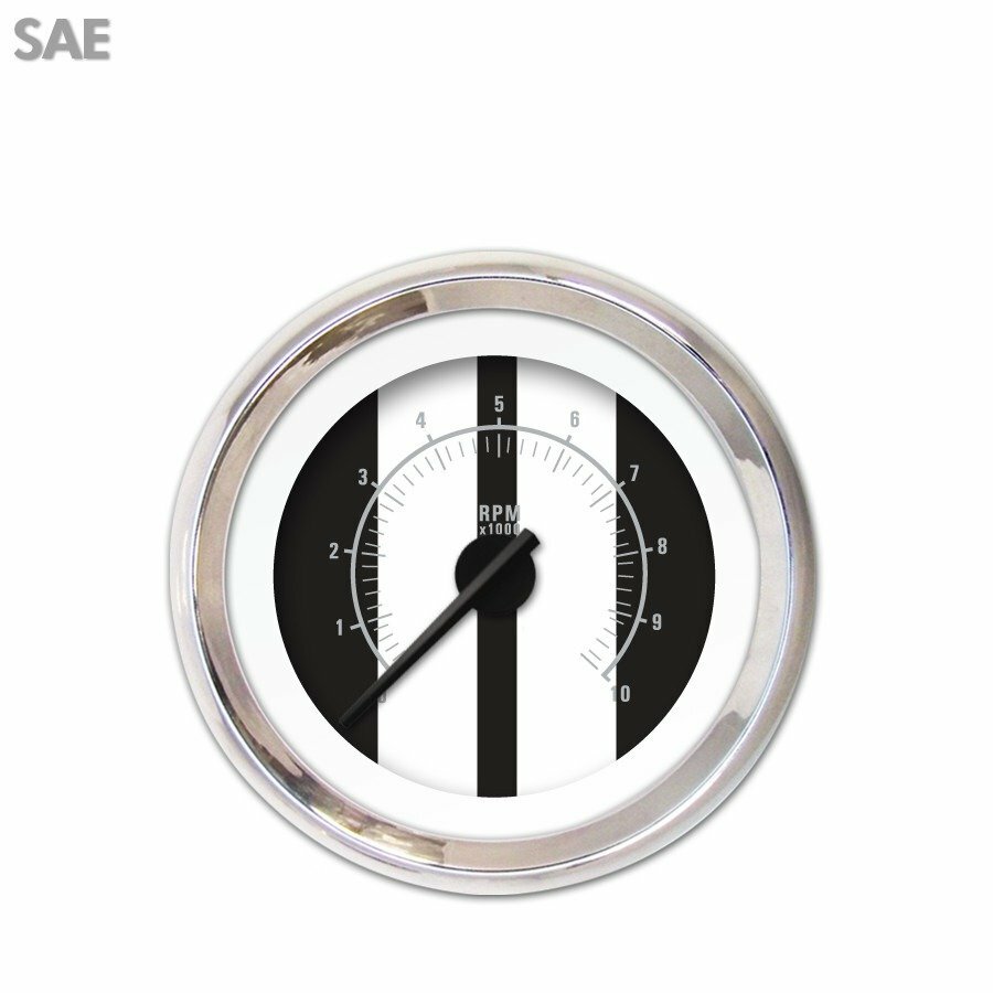 Tachometer Gauge - Cobra Black, Black Modern Needles, Chrome Trim Rings ...