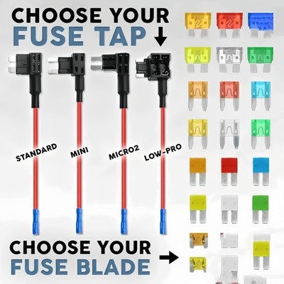 ALL Add-a-Circuit Fuse Adapter Standard Mini Micro 2 APPS AT Top Blade ...