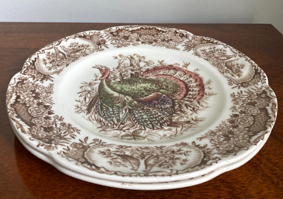 Johnson Brothers Wild Turkeys Native American 8" Salad Plates - Set of ...