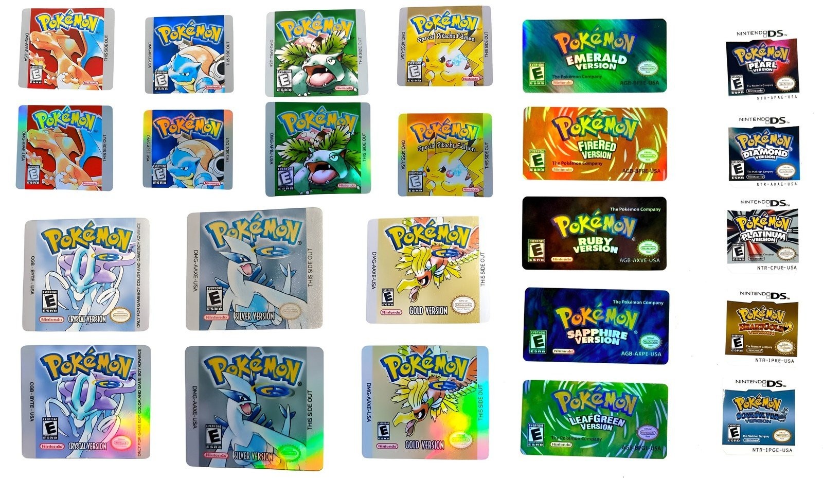 Pokemon Game Boy Replacement Label Sticker Precut GBC GBA DS Glossy / Holo