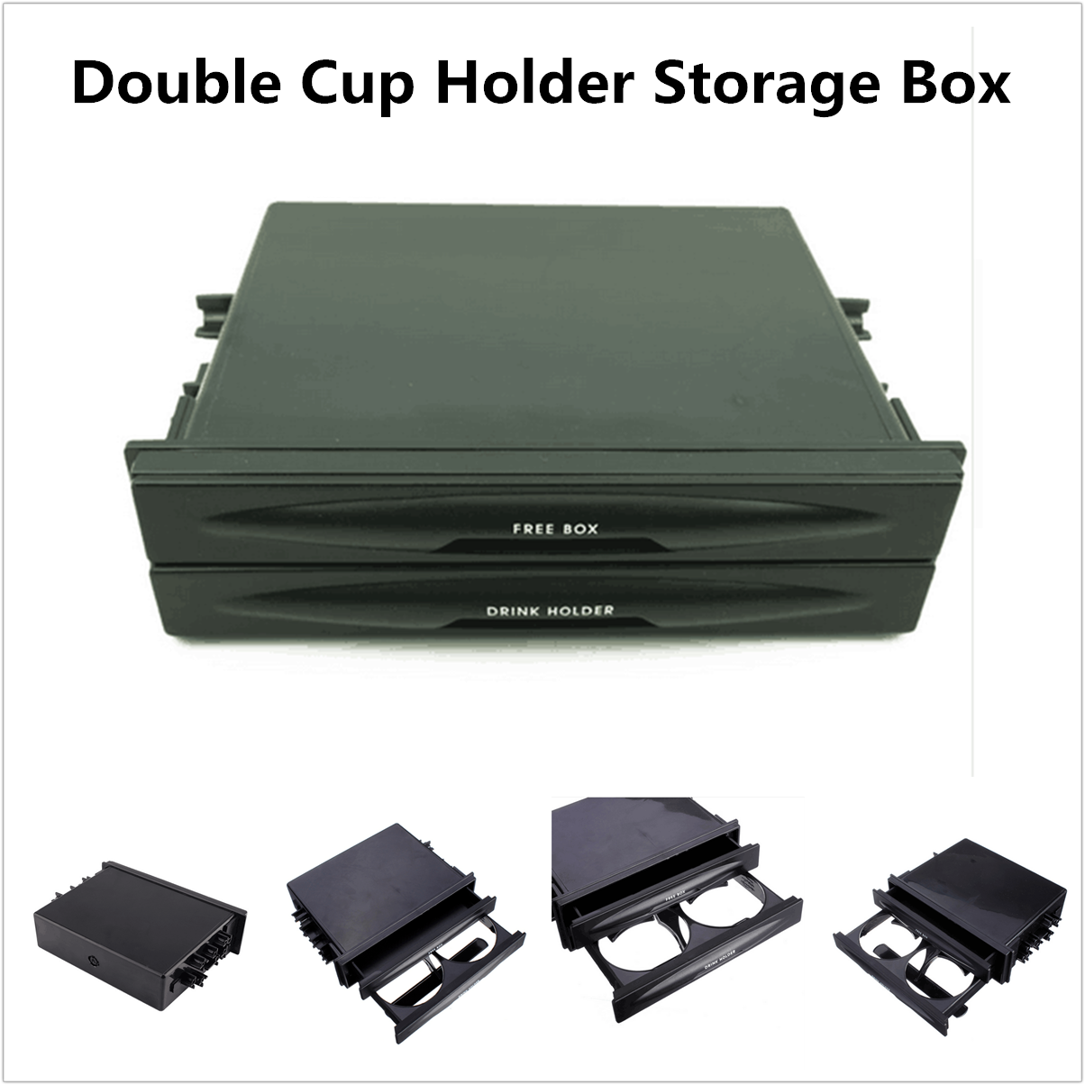 Double Din Radio Pocket Drink-Cup Holder +Storage Box for Universal Car ...