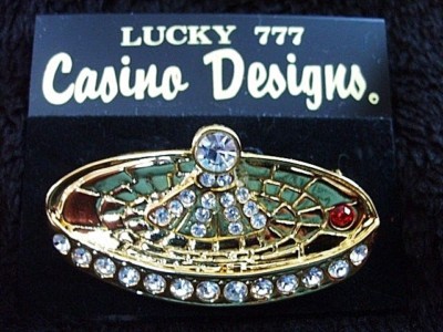 SHARP "ROULETTE WHEEL" CASINO BROOCH PIN RHINESTONES LUCKY NUMBERS | eBay