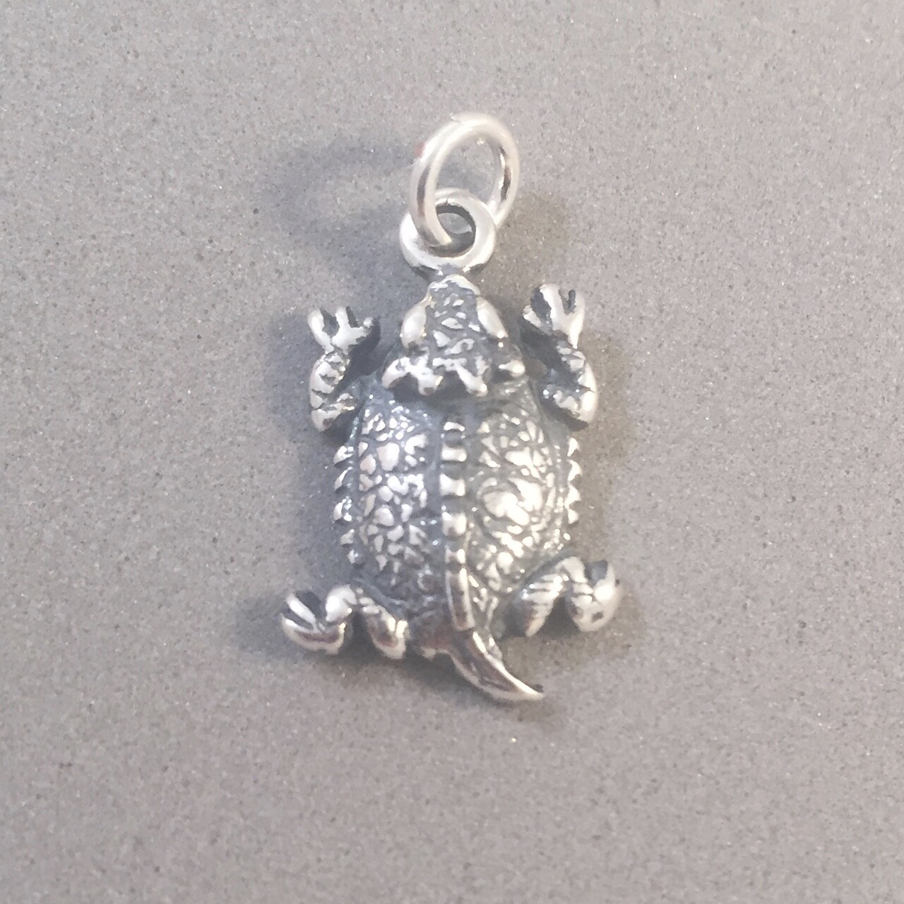 .925 Sterling Silver 3-D HORNED TOAD CHARM NEW Sm Pendant Texas Frog ...
