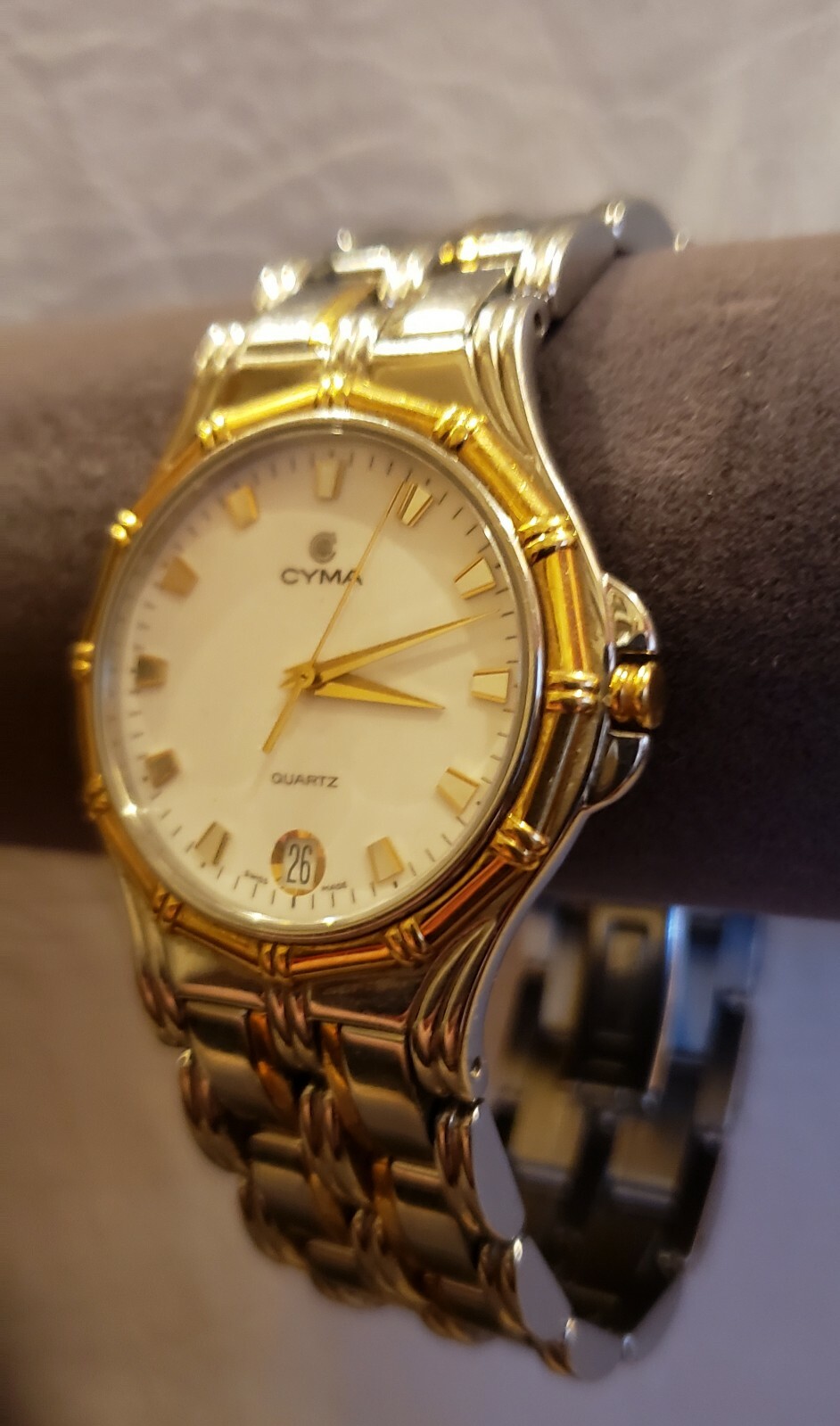 Cyma Stainless Steel 18K Yellow Gold Watch with Appraisal | eBay