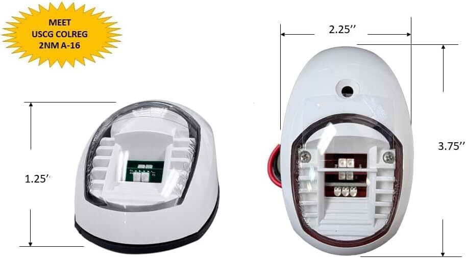 MARINE BOAT WHITE COVER GREEN STARBOARD RED PORT LED NAVIGATION LIGHT ...