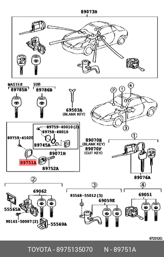Genuine OE Cover, Transmitter Housing, 8975135070 for Toyota 89751 ...