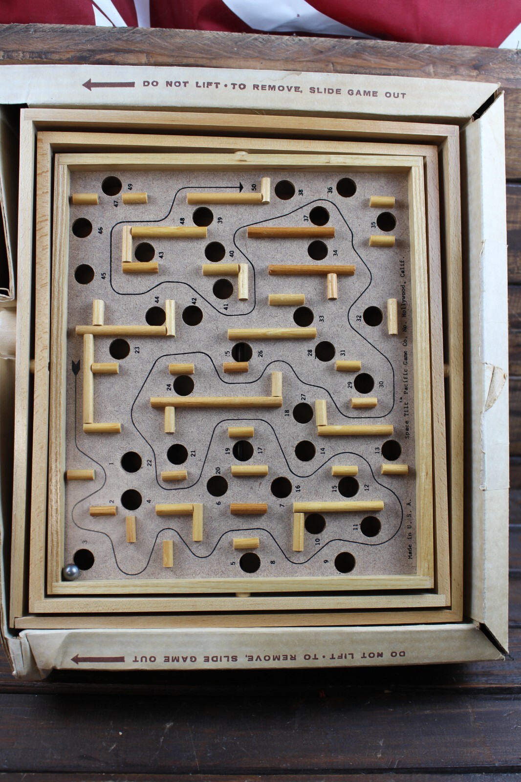 Vintage Pleasantime Space Tilt Game -- In Original Box, Ball included ...