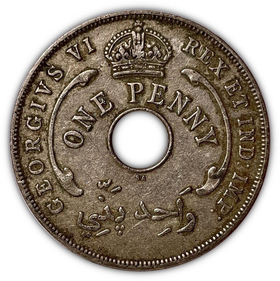 1947-SA British West Africa Penny Average Circulated, George VI Coin ...