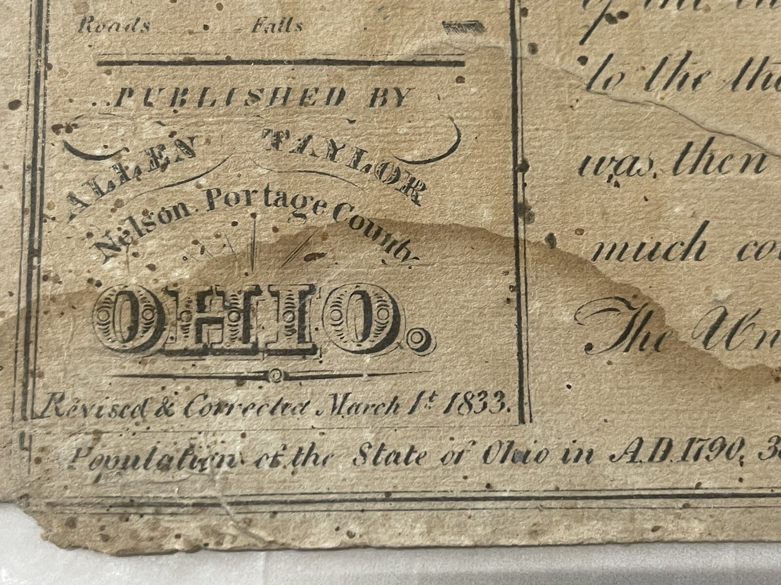 Rare Antique 1833 Map Of The Western Reserve Including The Firelands In ...