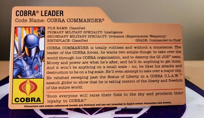 GI JOE COBRA COMMANDER FILE CARD 2008 G.I. JOE V36 | eBay