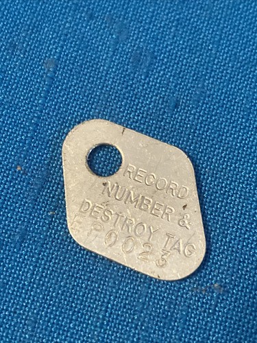 Vintage Record Number & Destroy Tag EP0023 Rare | eBay