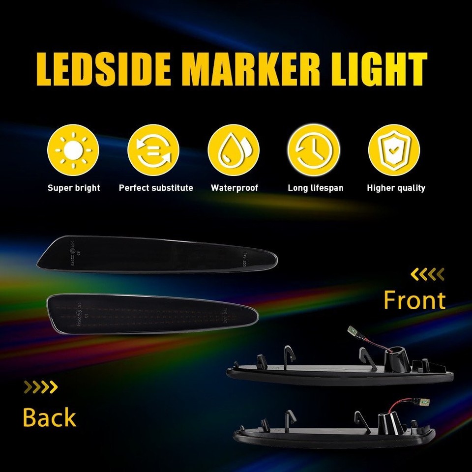 For Chevy Corvette 05-13 LED C6 Marker Side Light Smoked Front Amber ...