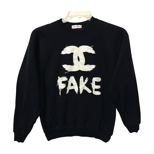 FAKE Chanel Logo Sweatshirt Womens Size M Black Long Sleeve | eBay