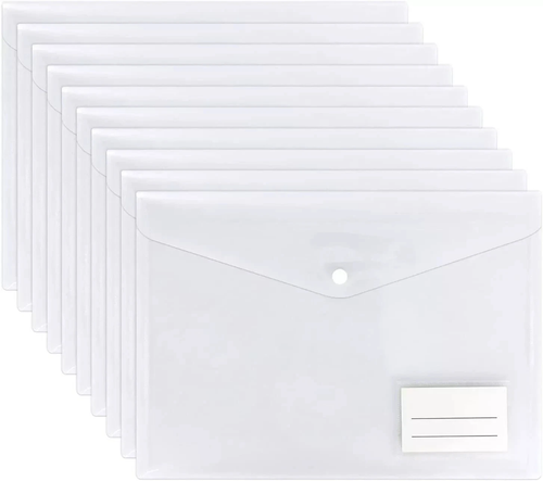 Clear A4 Plastic File Bag Popper Wallet Document Folder School Office ...