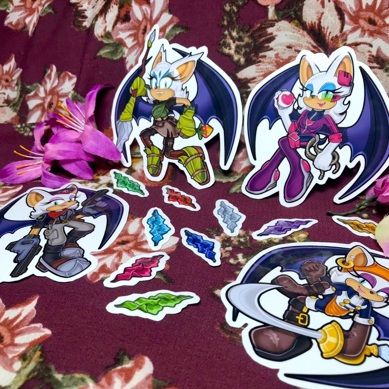 Sonic Prime Rouge the Bat 4" Vinyl Stickers (Rouge, Batten, Prim, Rebel ...