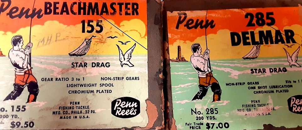 LOT 2 Vintage PENN FISHING REELS WITH BOXES! Beachmaster 155 & Delmar 285 Nice! | eBay