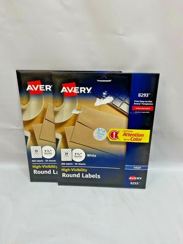 *Lot of 2* Avery Round Labels, Inkjet, 400 Labels, 1-1/2", 8293 ...