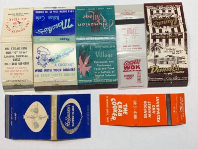 Lot Of 7 Vintage Restaurant Matchbook Covers ST PETERSBURG BOSTON OMAHA ...