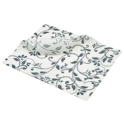 1000x Greaseproof Paper Sheets Grey Floral Print 25x20cm, Grease ...