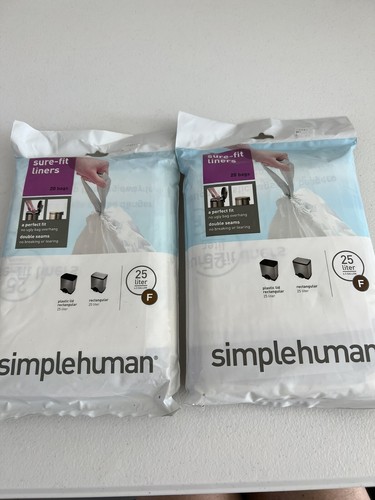 Code F 40 Ct SIMPLEHUMAN Custom Fit Trash Bags Can Liners Refill Size White Pack 838810017778 ...