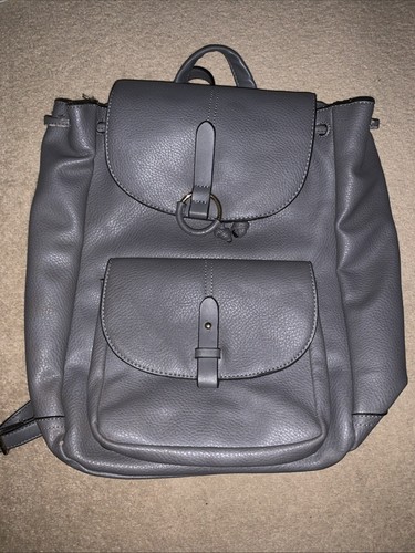 TOPSHOP GREY FAUX LEATHER BACKPACK RUCKSACK CARRY SATCHEL Ladies Bag ...