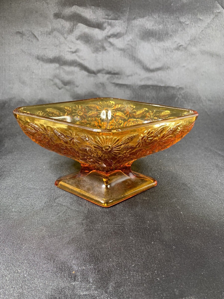 Vintage Unique Diamond Shaped Amber Depression Glass Candy I Inherited