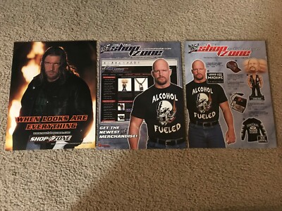Vintage WWF SHOP ZONE Merchadise Catalog Print Ad Lot STONE COLD AUSTIN ...