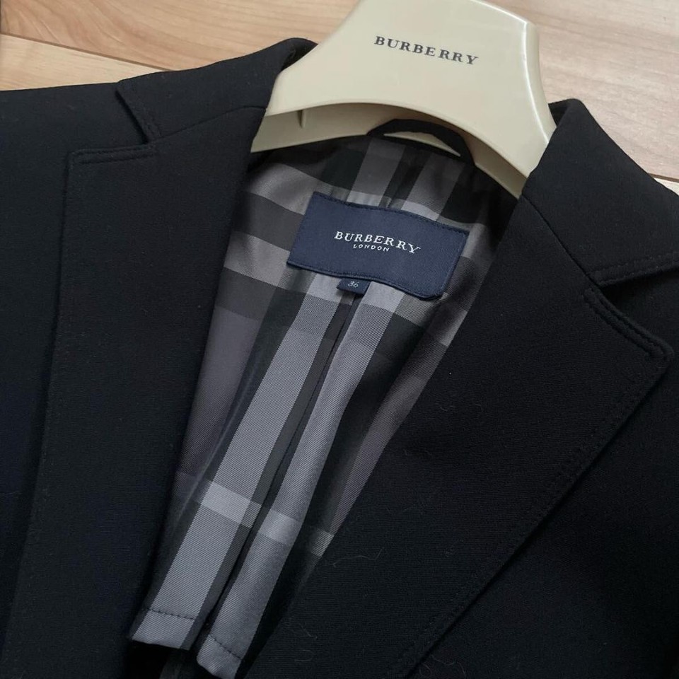 Burberry London Check Stretch Jersey Skirt Suit, Black, Women's, i27112 ...