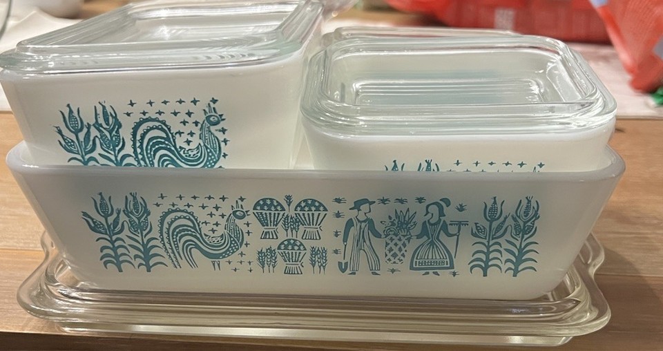 Vintage PYREX Amish Butterprint 8 Pc Refrigerator Ovenware Set 501 502 ...