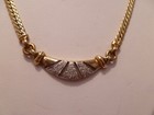 Vintage 14K Yellow Gold Pave Set Diamonds Necklace Herringbone Chain ...