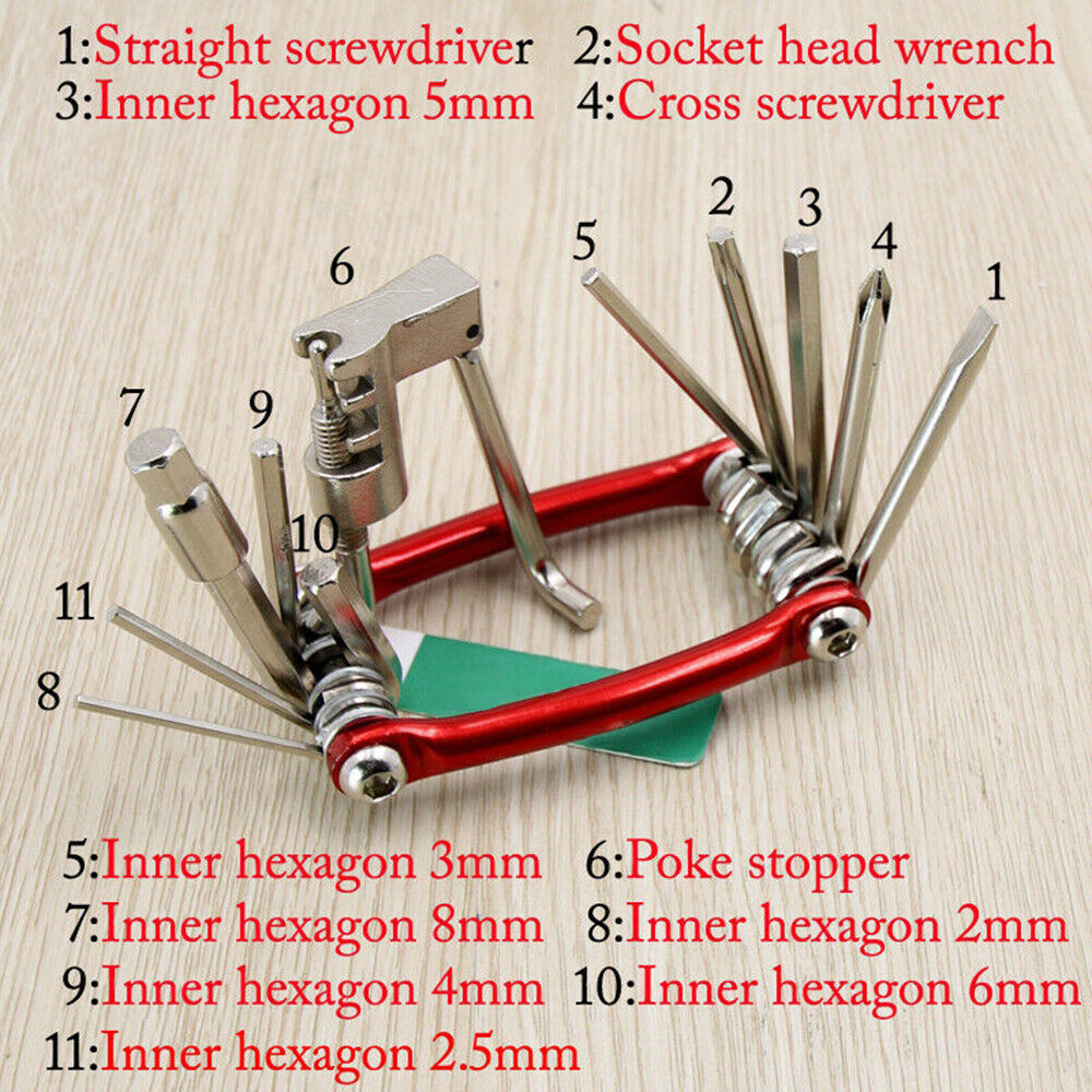 Multi Tool Bicycle Bike Allen Hex Keys Screwdriver Chain Link Tool MTB ...