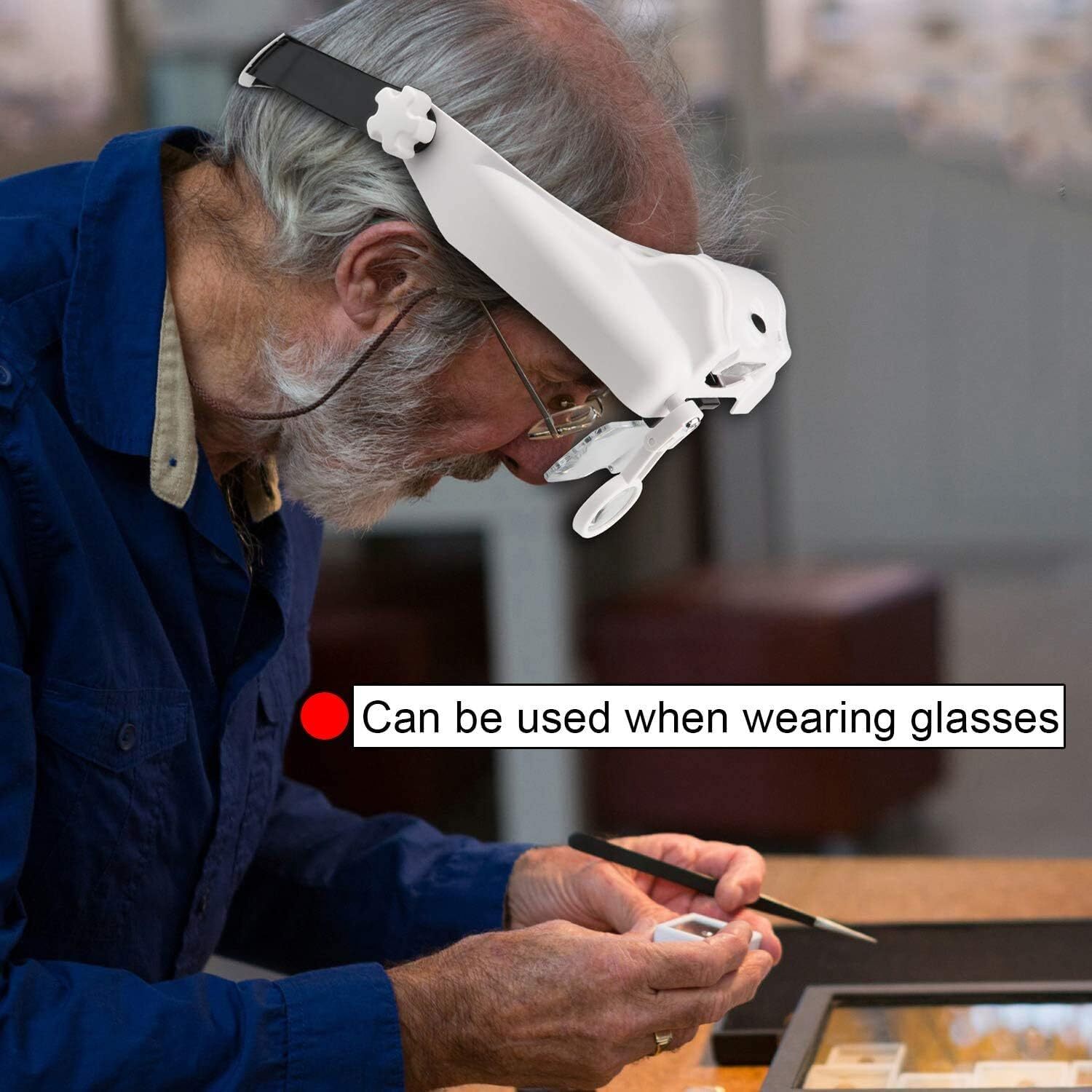 Headband Lighted Magnifying Glasses with Led Light, Head Mount ...