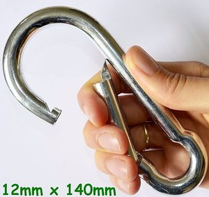 2 x EXTRA LARGE CARABINER CLIPS - 12mm x 140mm - W.Load 510kg - HEAVY ...
